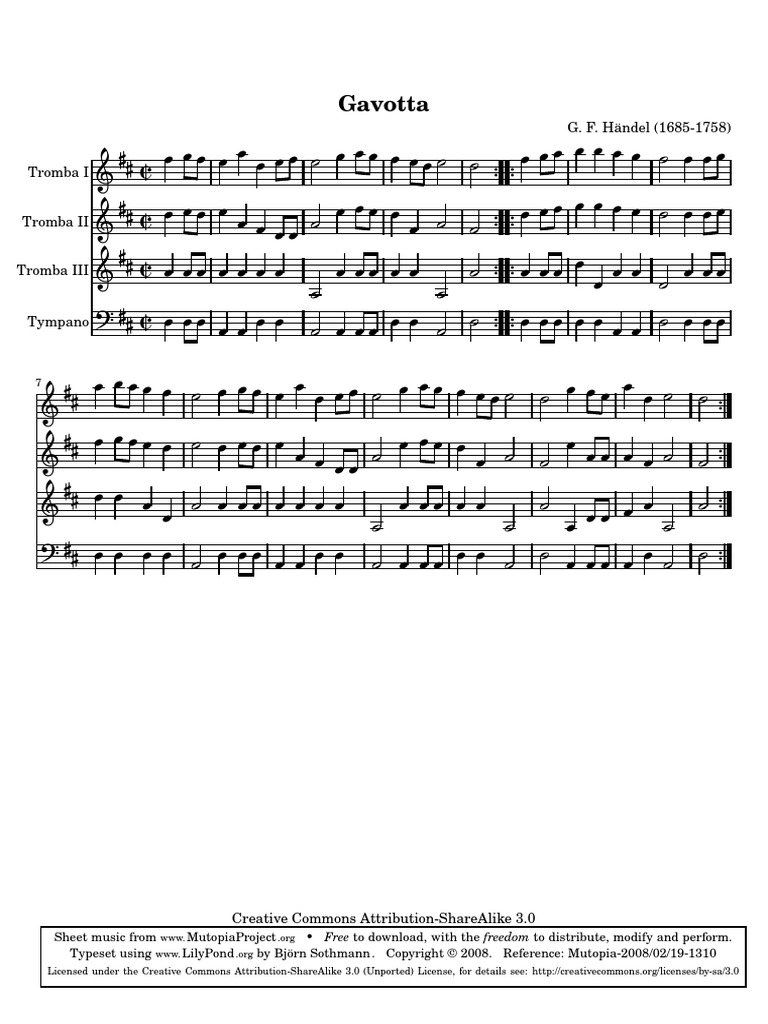 Gavotta: G. F. Händel (1685-1758) | PDF