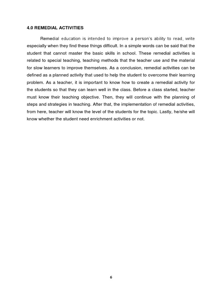 Effective Remedial Activities for Learners | PDF | Teaching Method ...