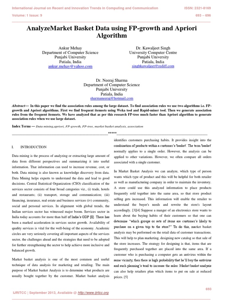 AnalyzeMarket Basket Data Using FP-growth and Apriori Algorithm | PDF | Retail | Data