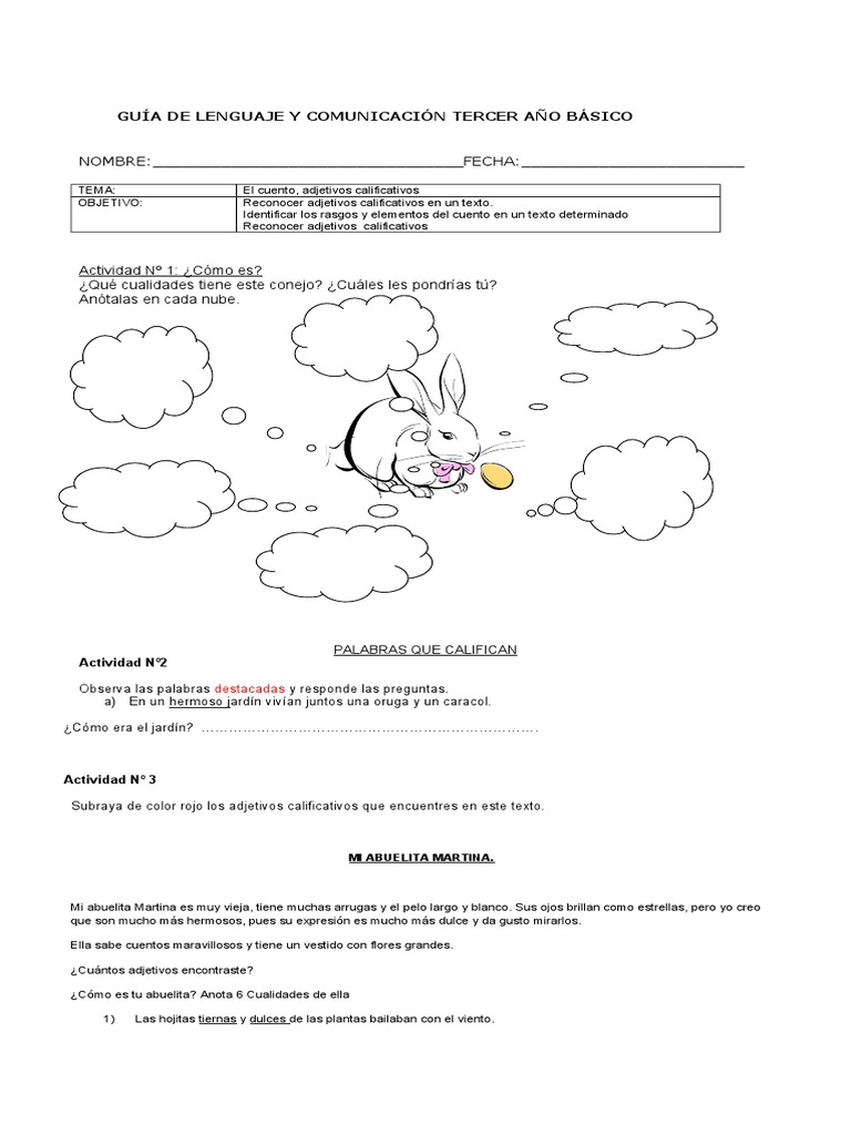 Adjetivos Calificativos en Cuentos | PDF | Adjetivo
