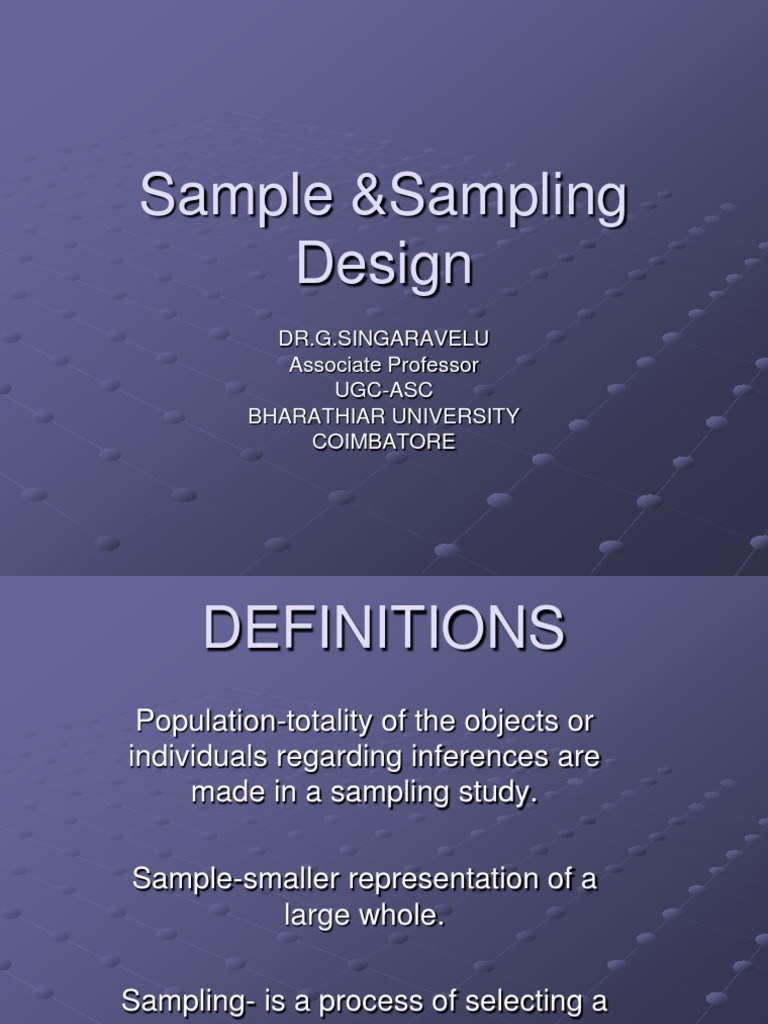 Sampling Design | PDF | Sampling (Statistics) | Survey Methodology