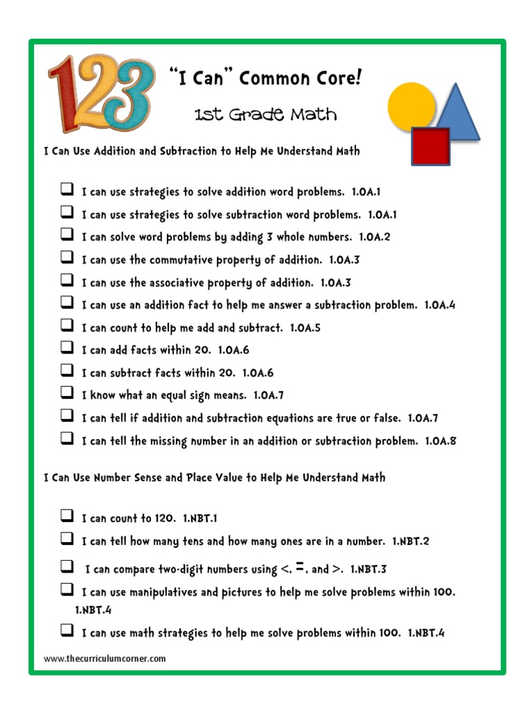 1st Grade Math: Common Core Skills | PDF