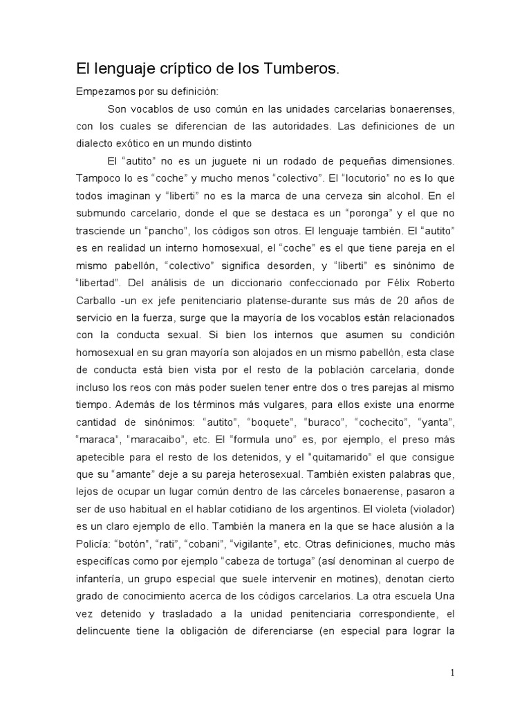 El Lenguaje Críptico de Los Tumberos | PDF | Tatuaje | Dialecto