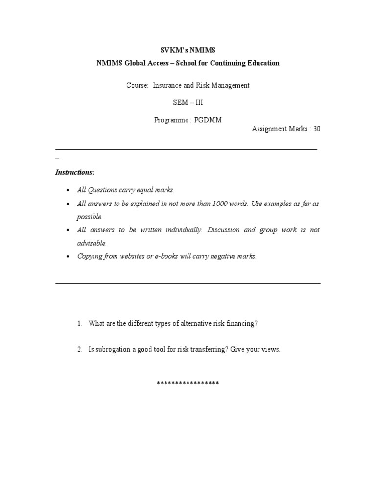 Insurance and Risk Management | PDF | Business
