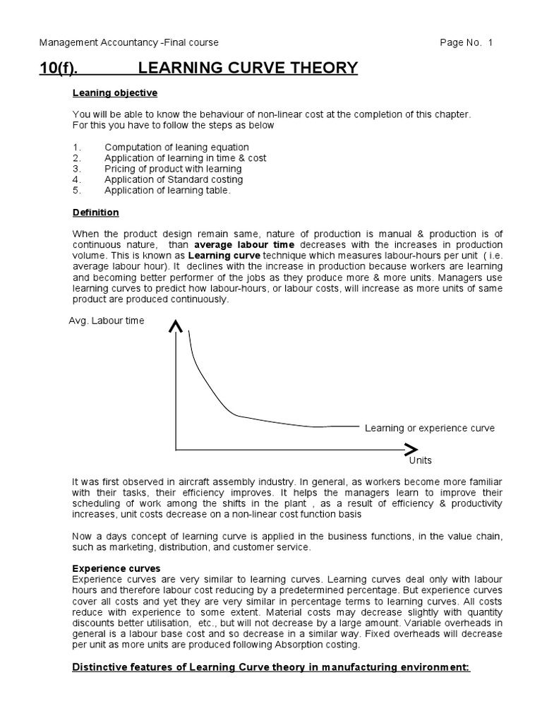 340 - Resource - 10 (F) Learning Curve | PDF | Labour Economics | Lean ...