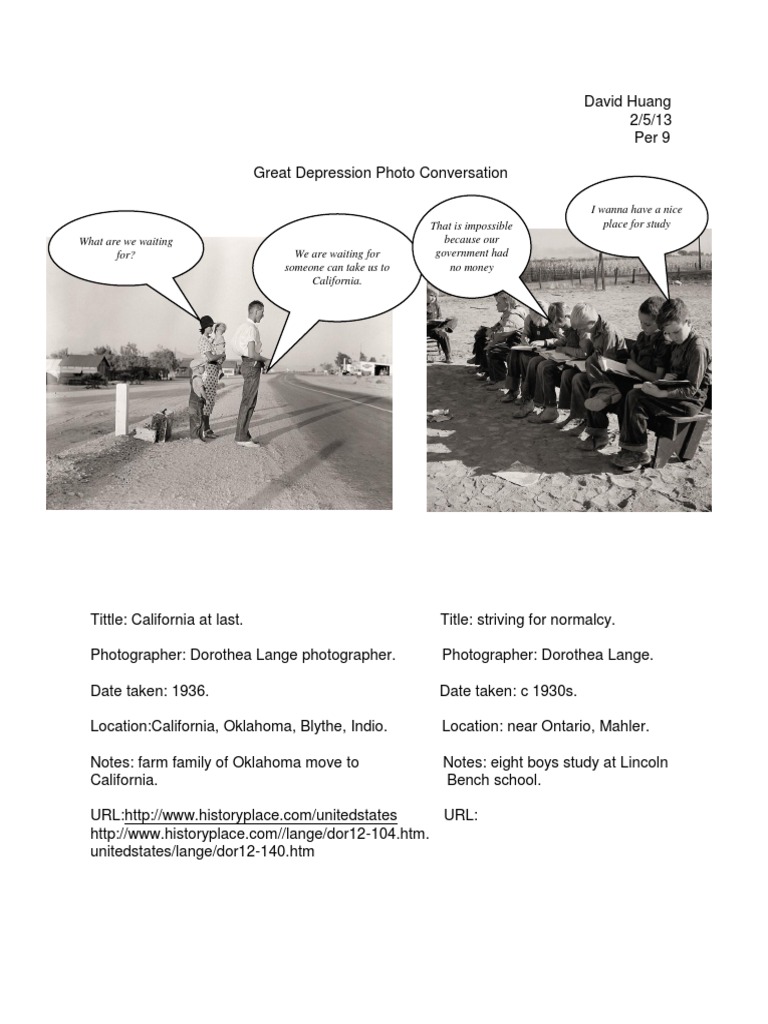 Great Depression Photo Analysis | PDF | Social Science | Travel