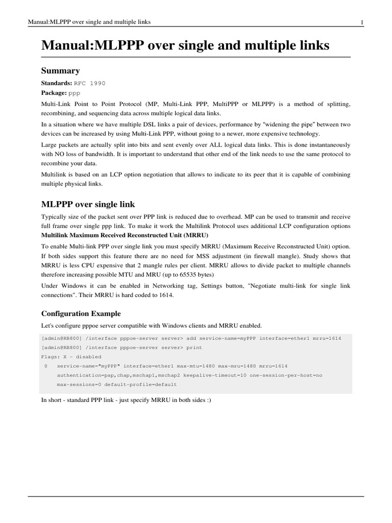 Manual MLPPP Over Sigle and Multiple Links | PDF | Telecommunications ...