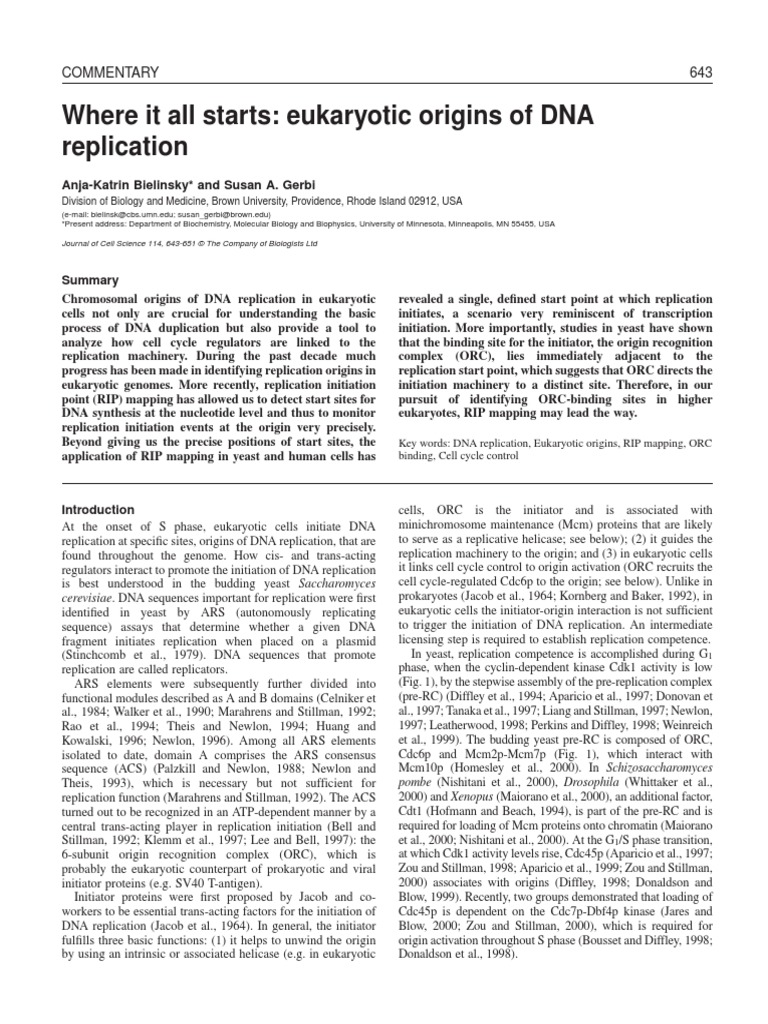 Origin of Replication PDF | PDF | Dna Replication | Dna