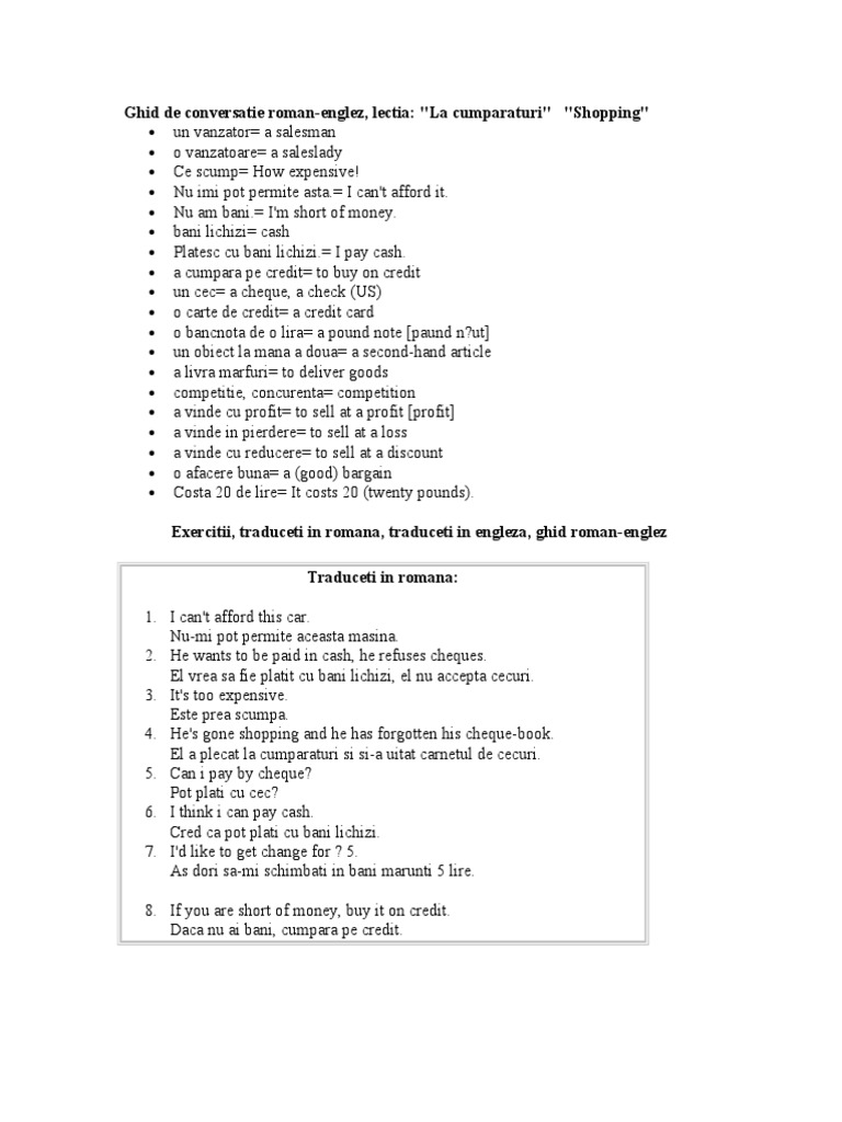 Ghid de Conversatie Roman Englez | PDF | Rain | Transport
