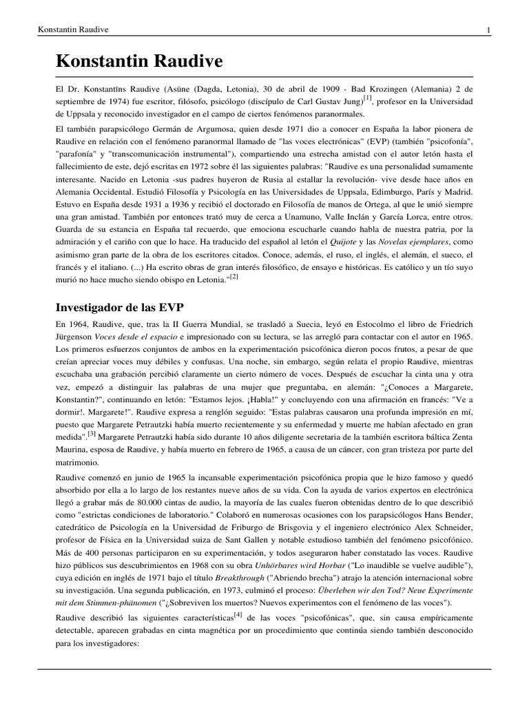 Konstantin Raudive PDF | PDF | Parasicología | Science
