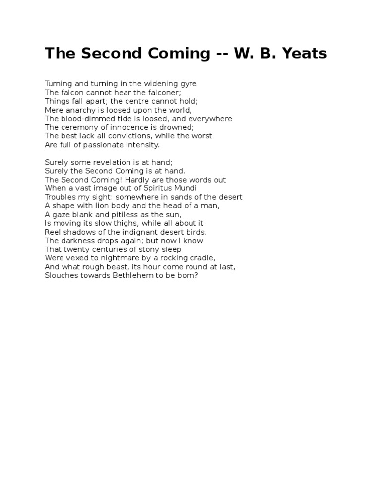The Second Coming (WB Yeats) | PDF