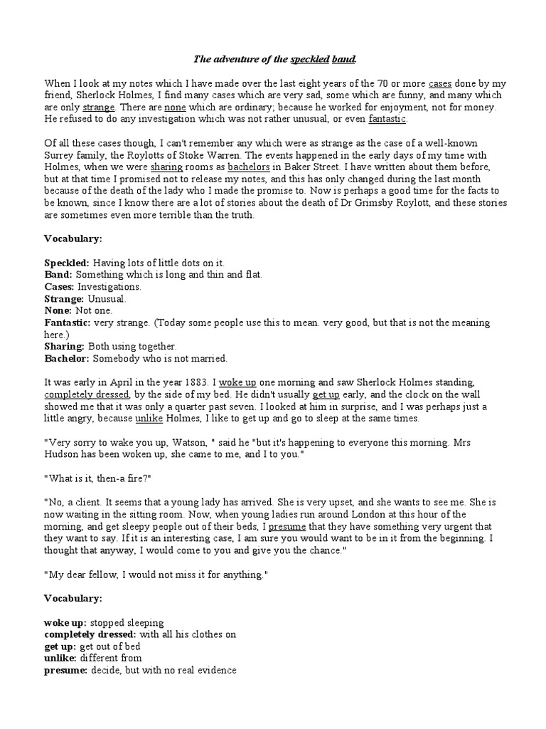 The Adventure of The Speckled Band | PDF | The Adventure Of The ...