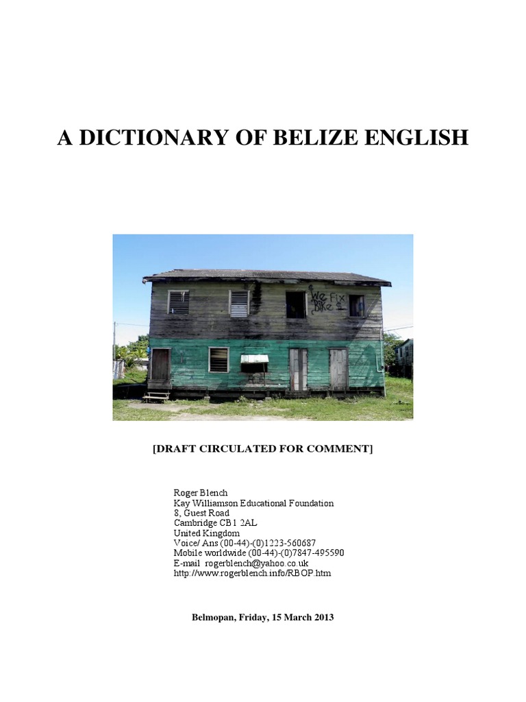 Belizean English Dictionary | PDF | Verb | Phrase