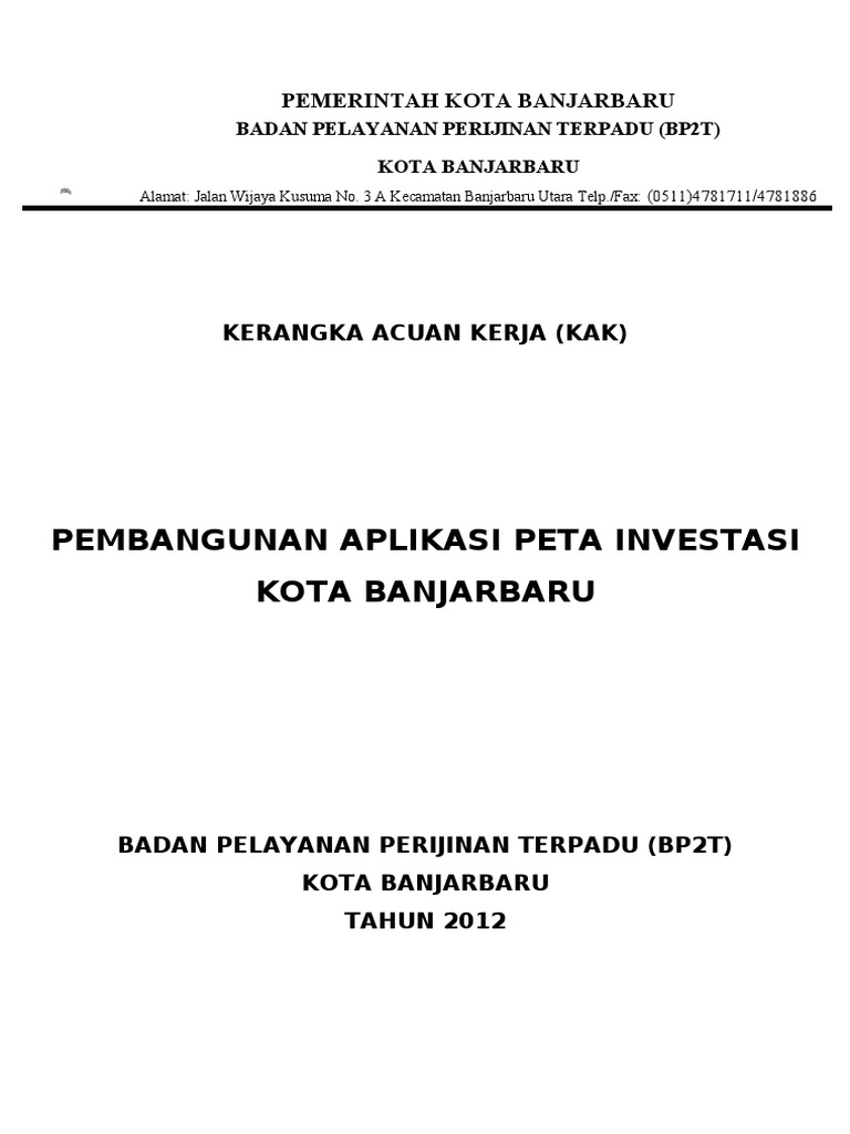 KAK Peta Investasi | PDF