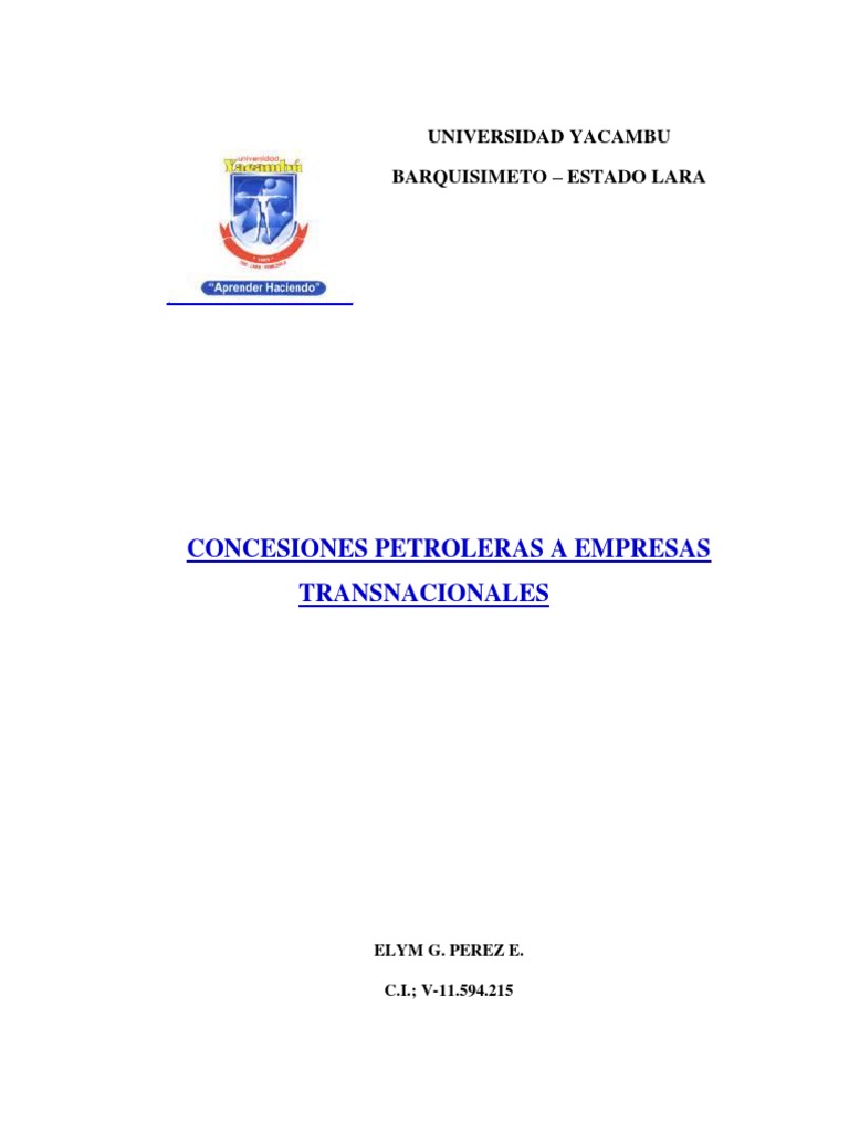 Concesiones Petroleras A Empresas Transnacionales | PDF | Petróleo ...