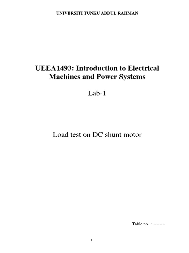 Lab Manual Load - Test - On - DC - Shunt - Motor PDF | PDF | Electric ...