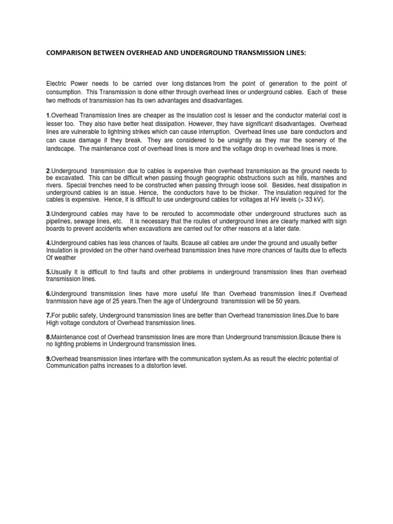 Overhead vs Underground Transmission Lines | PDF | Electric Power ...
