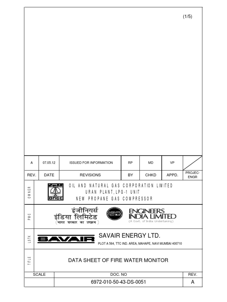 Data Sheet of Fire Water Monitor PDF | PDF | Computer Monitor | Jet Engine
