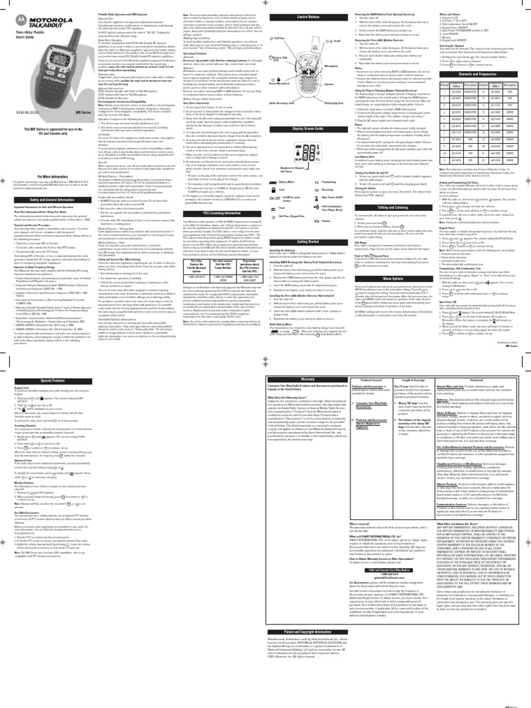Two-Way Radio: User's Guide | PDF | Electromagnetic Interference ...