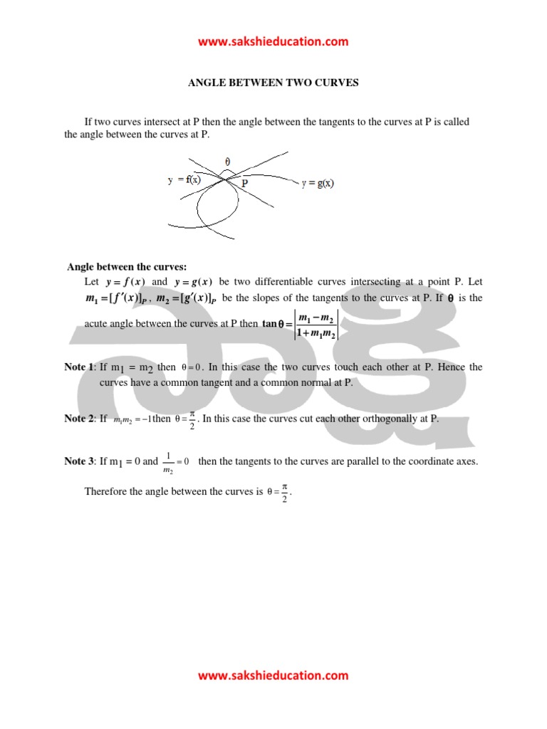 10 04 Angle Between Two Curves PDF | PDF | Slope | Trigonometric Functions