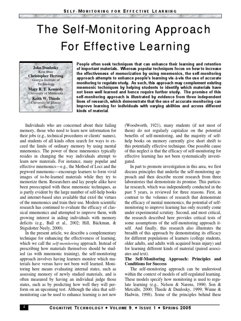 The Self-Monitoring Approach For Effective Learning.pdf | Recall ...