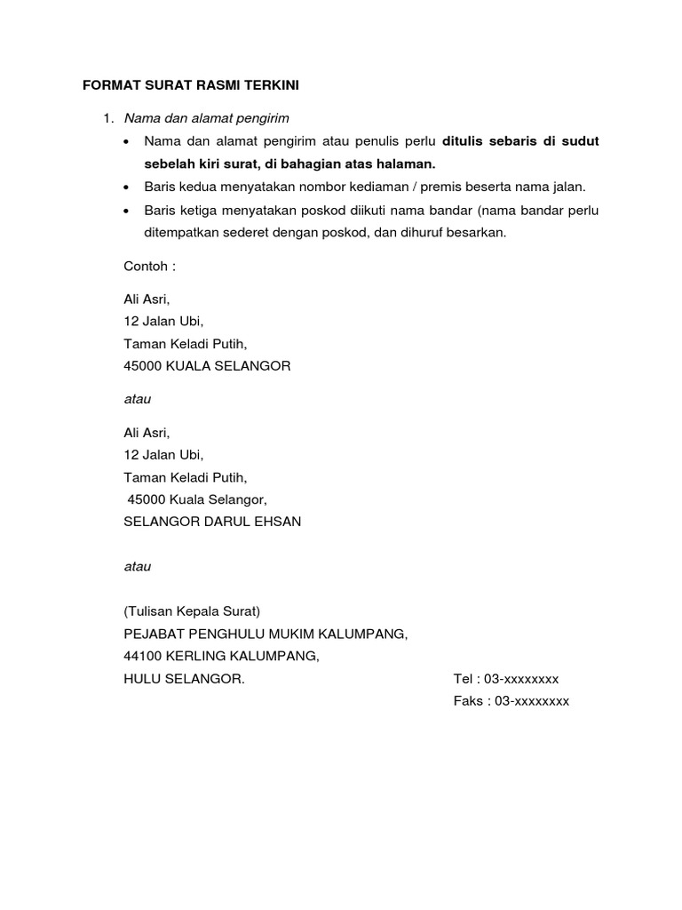 Format Surat Rasmi Terkini | PDF