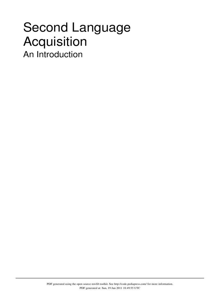 Second Language Acquisition | PDF | Second Language Acquisition | Syntax
