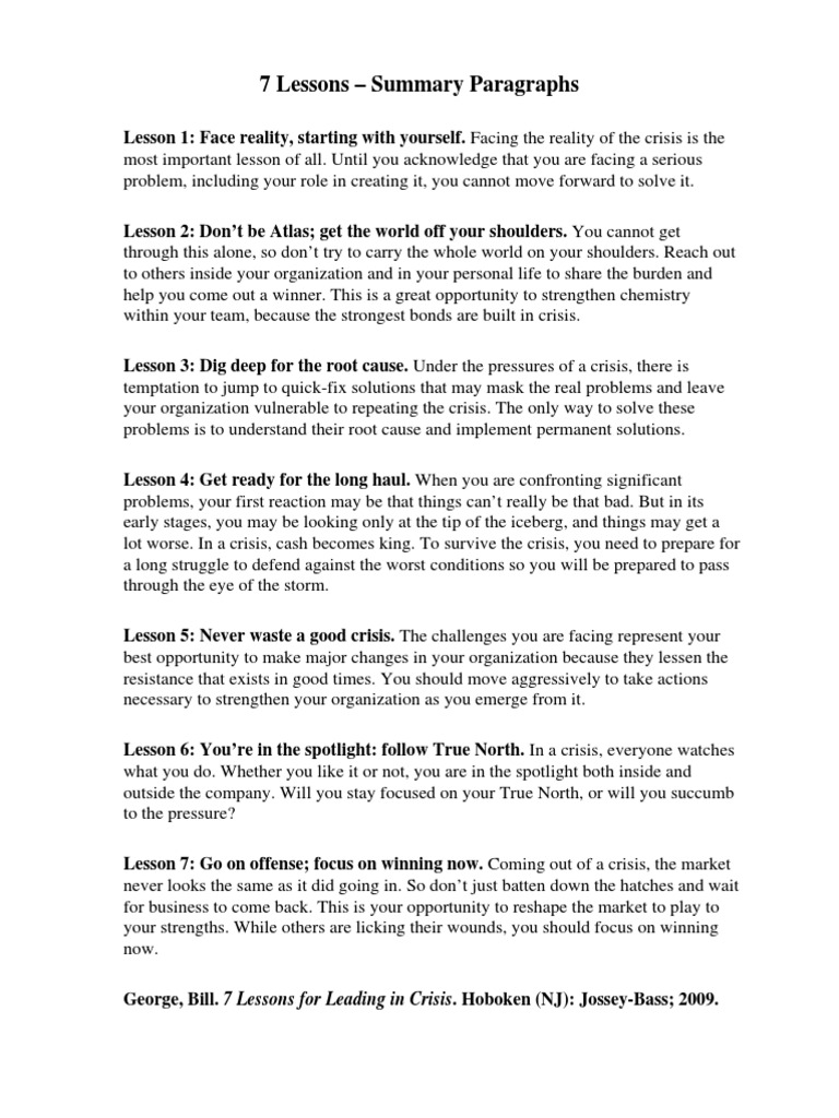 7 Lessons - Summary Paragraphs | PDF | Self-Improvement