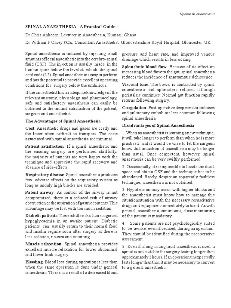 Spinal-Anaesthesia-a-Practical-Guide.pdf | Anesthesia | Blood Pressure