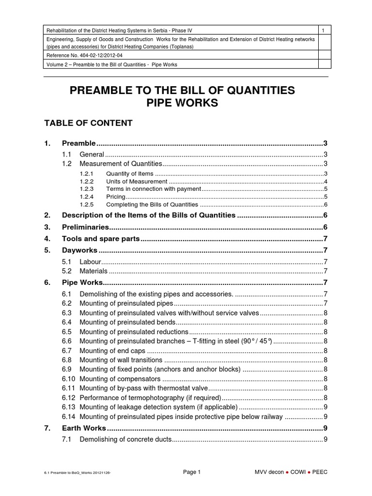 6.1 Preamble To BoQ - Works 20121126 PDF | PDF | Road Surface | Pipe ...