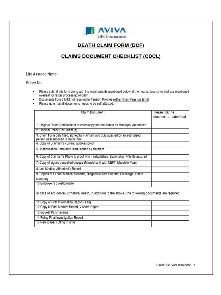 Death Claim Form - Ashx PDF | PDF | Life Insurance | Insurance