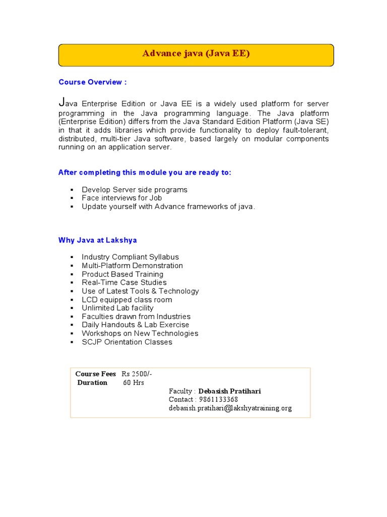 Advance Java PDF | PDF | Java Server Pages | Java Platform