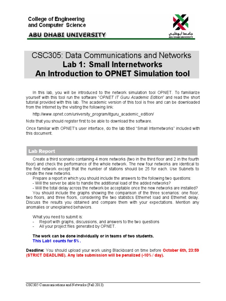 CSC305-Lab1 (1) .PDF Data Communications and Networks | PDF | Network Topology | Computer Network