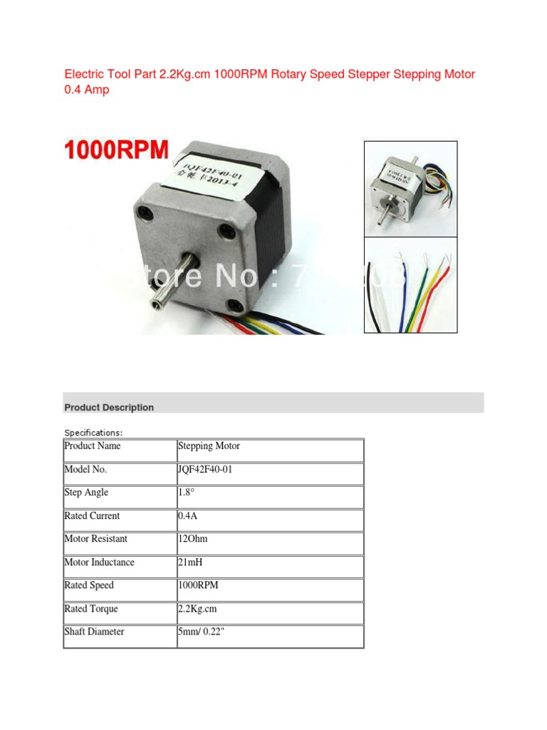 1000 RPM Stepper Motor Specification | PDF