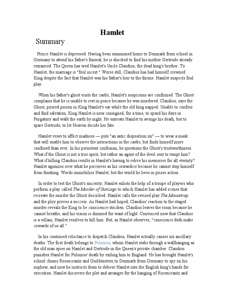Hamlet Pdf Summary Of Hamlet: Themes And Symbolism In Shakespeare's