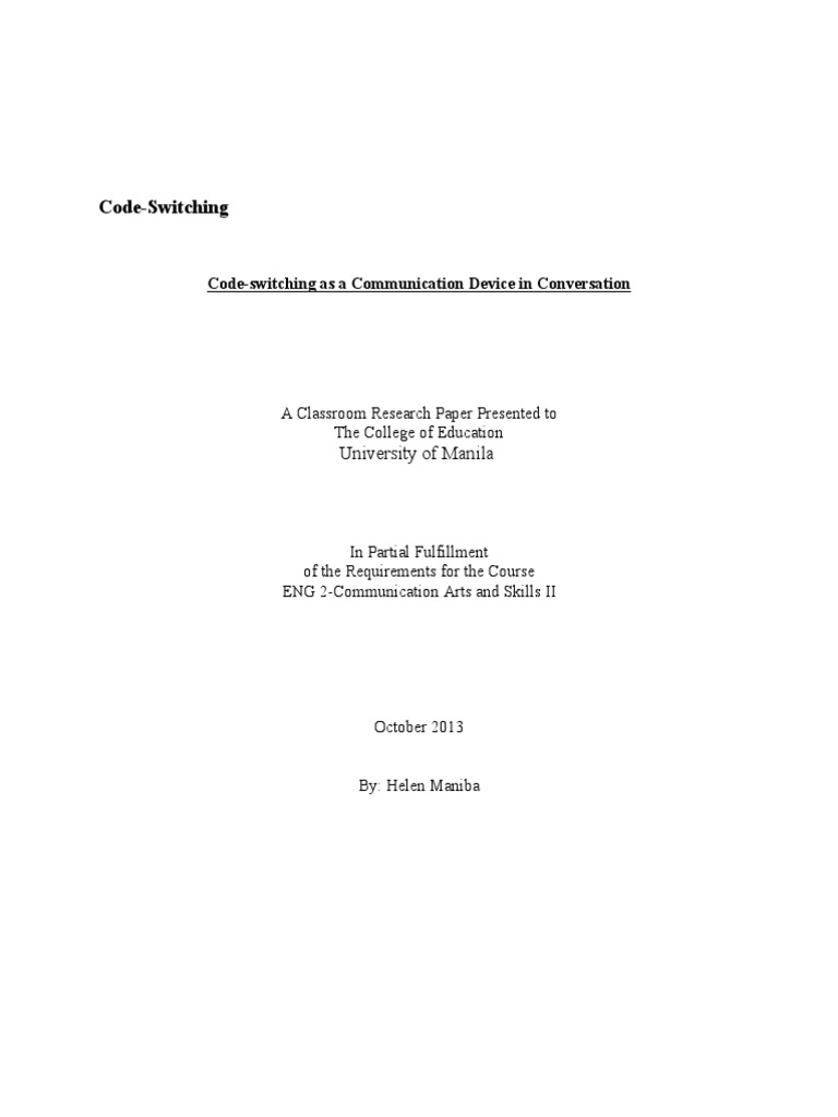 Code Switching As A Communication Device in Conversation | PDF | Second ...