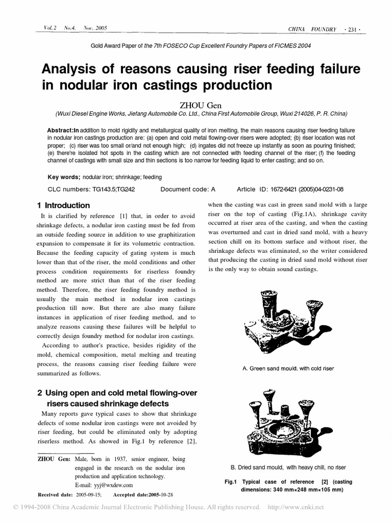 Riser Feeding Failures in Nodular Iron Castings | PDF | Casting ...