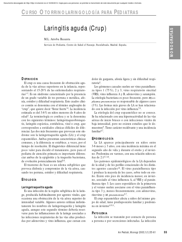 Laringitis Aguda (Crup) Elsevier | PDF
