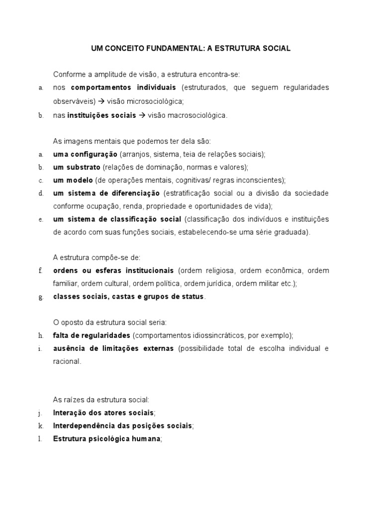 Estrutura Social: Conceitos e Dinâmicas | PDF | Sociologia ...