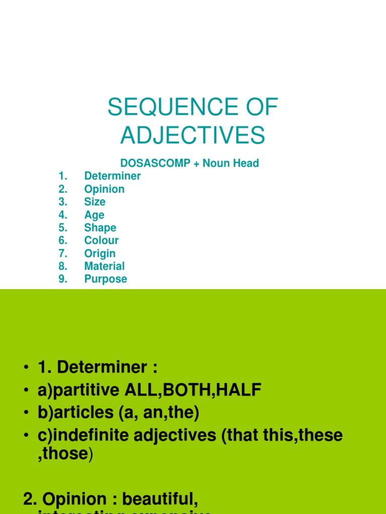 Order of Adjectives Explained | PDF | Adjective | Linguistics