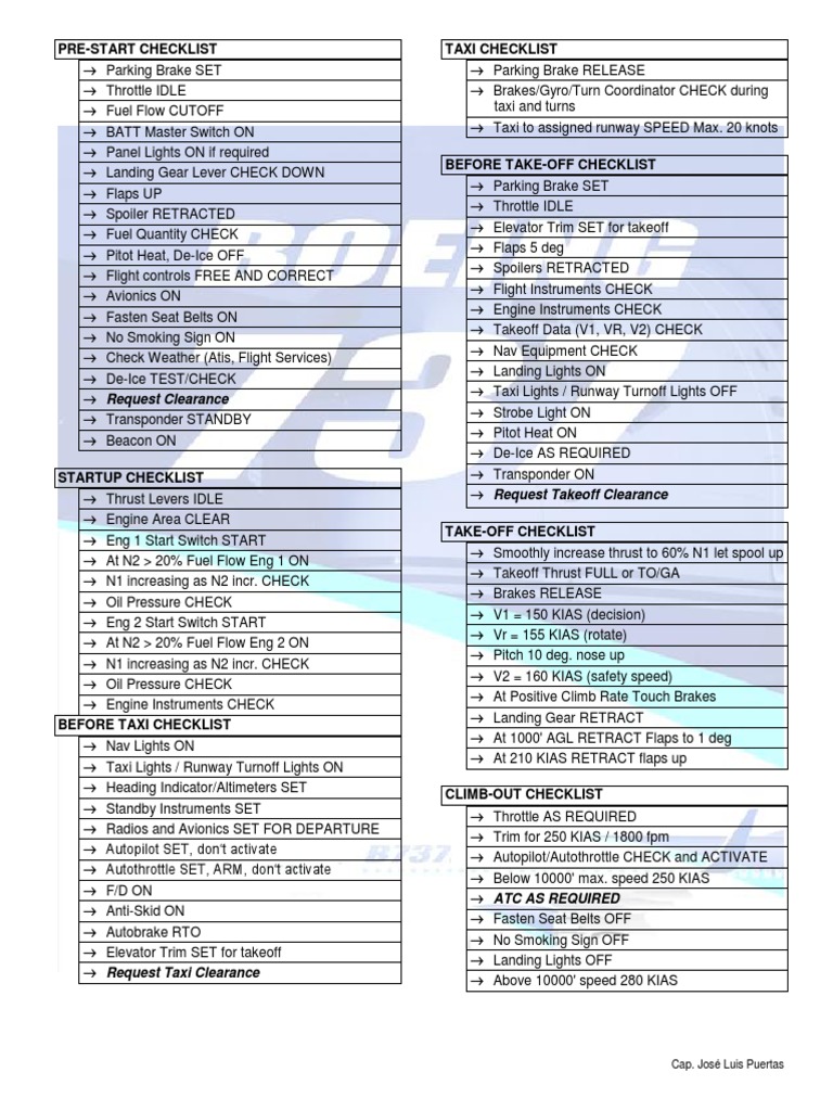 A Comprehensive Collection of Checklists for Aircraft Pre-Flight ...