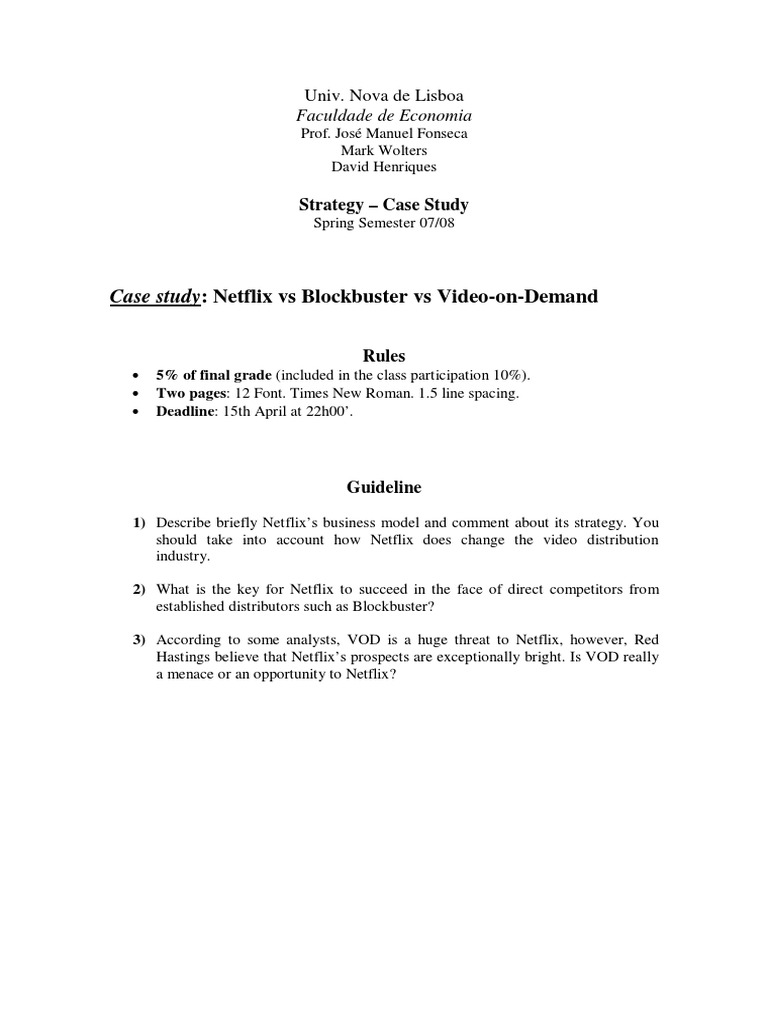 Case-Study (Netflix VS Blockbuster) PDF | PDF | Netflix | Video On Demand