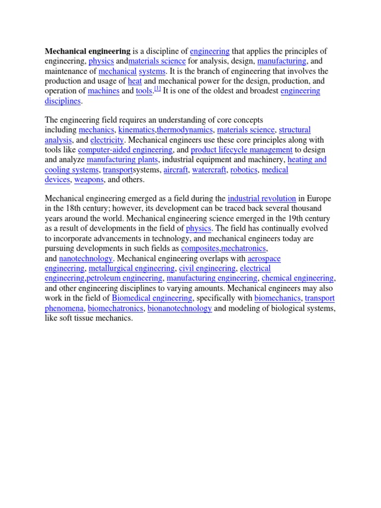 Mechanical engineering principles and applications | PDF