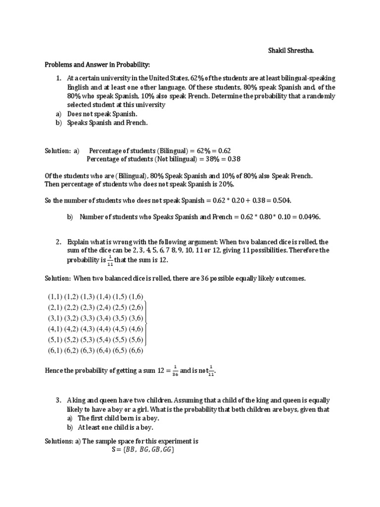 Probability Problems and Solutions | PDF | Probability | Spanish Language