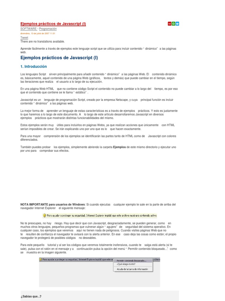 Ejemplos Prácticos de Javascript | PDF | Script Java | Página web