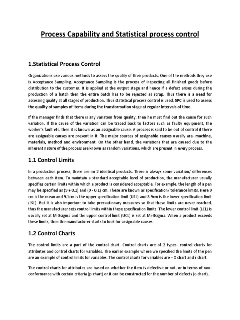Process Capability and Statistical Process Control | PDF | Standard Deviation | Six Sigma
