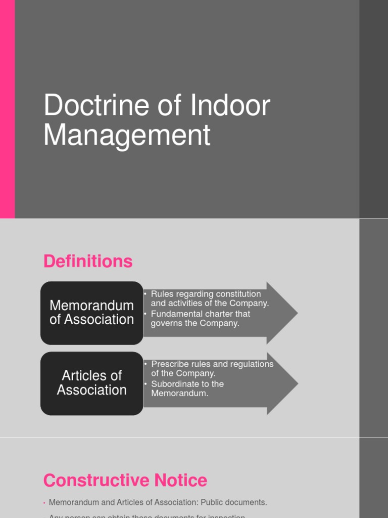 Doctrine of Indoor Management | PDF | Articles Of Association | Doctrine