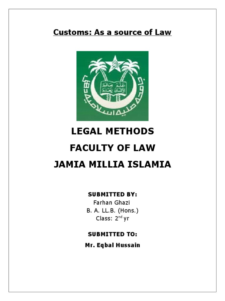 Legal Methods.doc | Jurisprudence | Sources Of Law