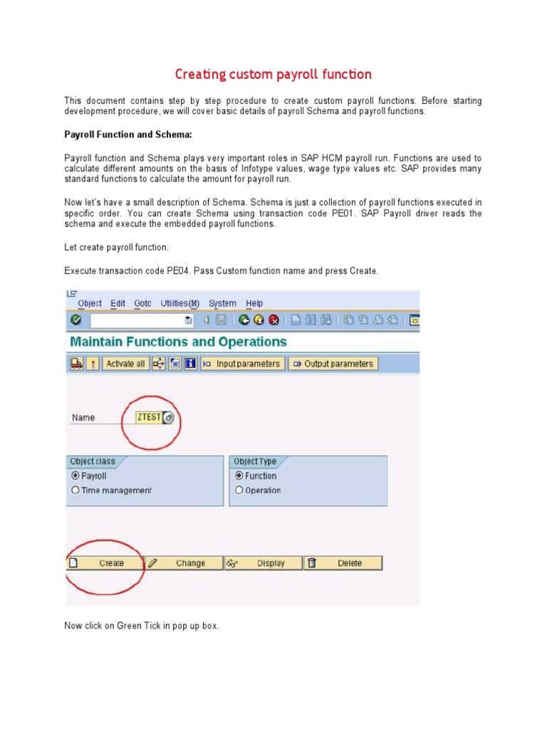 SAP HCM - Creating Custom Payroll Function | Download Free PDF | Subroutine | Parameter ...