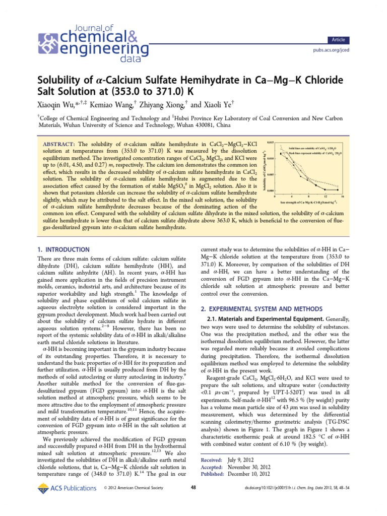 α‑Calcium Sulfate Hemihydrate.pdf | Solubility | Potassium